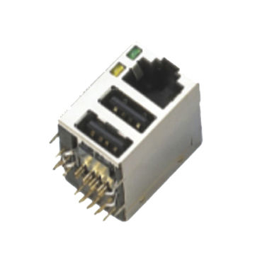China RJ45 Dual-USB Connector with RJ45 Plug Socket Combo USB Jack ...