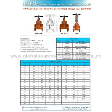 Buy Wholesale China Awwa Resilient Seated Gate Valves, Nrs/os And Y ...