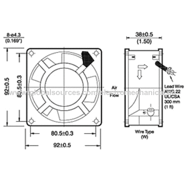 China High air impedance axial fan AC 9238 for high temperature ...