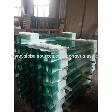 China 5 and 6mm clear float louver glass with 2 long side edge work on ...