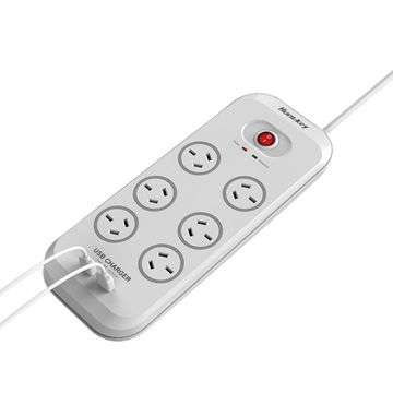 China 6-outlet power board surge protector with 2 USB ports on Global ...