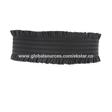 China Ruffle elastic belts with studded tabs on Global Sources,Ruffle ...
