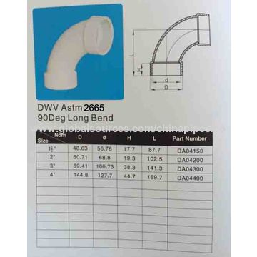 China Long Bend PVC Pipe Fittings for DWV with ASTM D2665 Standard NSF ...