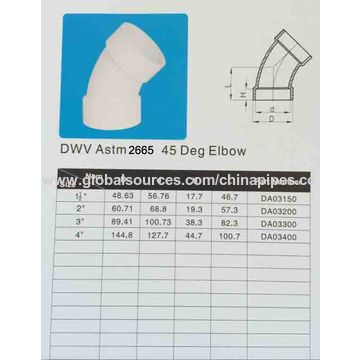 China45deg Elbow for DWV with NSF Certificate on Global Sources