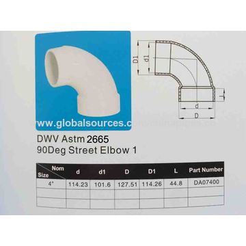 China Street 90° Elbow, DWV ASTM D2665 Standards on Global Sources ...
