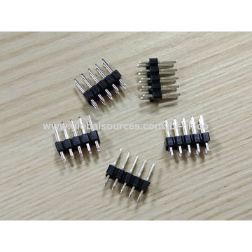 China Pin header connector, double rows, 5 pins, 2.54mm pin distance, 180°, male DIP connector ...