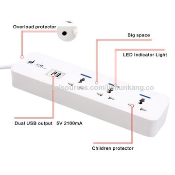 China JSW-88K3U 2500W Power Strip Surge Protector, Outlets Power Socket ...