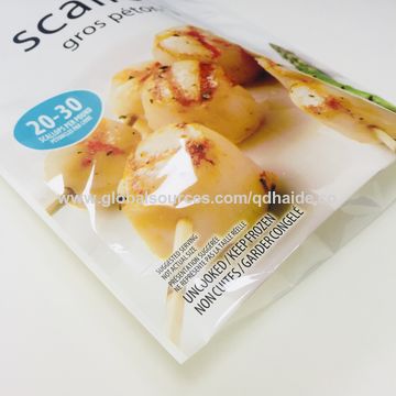 China3 layers barrier scallops frozen food packaging window custom ...