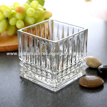 China 4'', 5'', 6'' square glass vase , glass votives,4X4 / 5X5 / 6X6 ...
