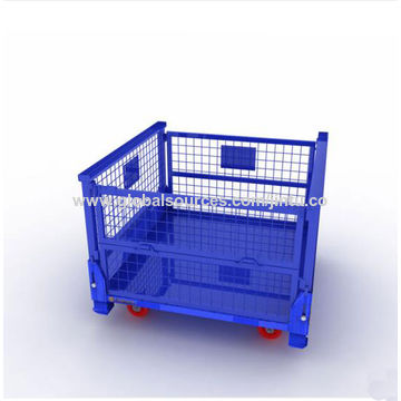 China Stackable Folded Galvanized Steel Welded Wire Mesh Container on ...