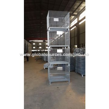China Stackable Folded Galvanized Steel Welded Wire Mesh Container on ...