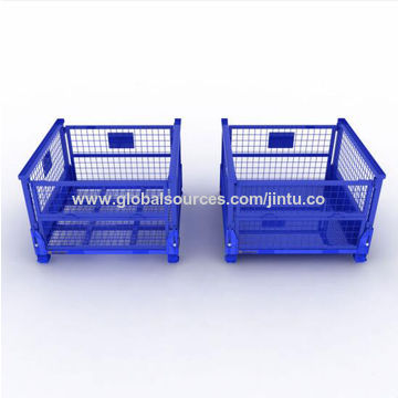 China Stackable Folded Galvanized Steel Welded Wire Mesh Container on ...