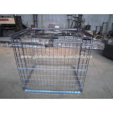 China Folding and stackable storage cage/ wire mesh container top cover ...