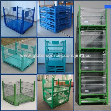China Stackable Folded Galvanized Steel Welded Wire Mesh Container on ...