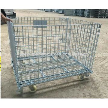 China Stackable Folded Galvanized Steel Welded Wire Mesh Container on ...