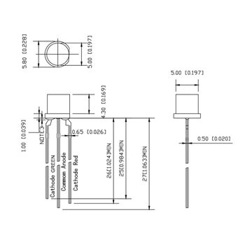China 5mm round flat top red green light bi Color Led diodes 3 pins ...