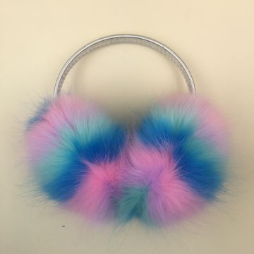 Hong Kong SAR Winter rainbow ear muffs, faux fur cover with laser PU ...