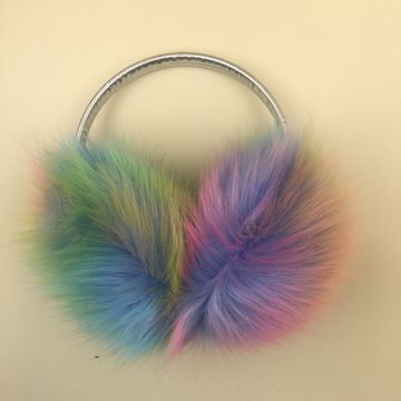 Hong Kong SAR Winter rainbow ear muffs, faux fur cover with laser PU ...