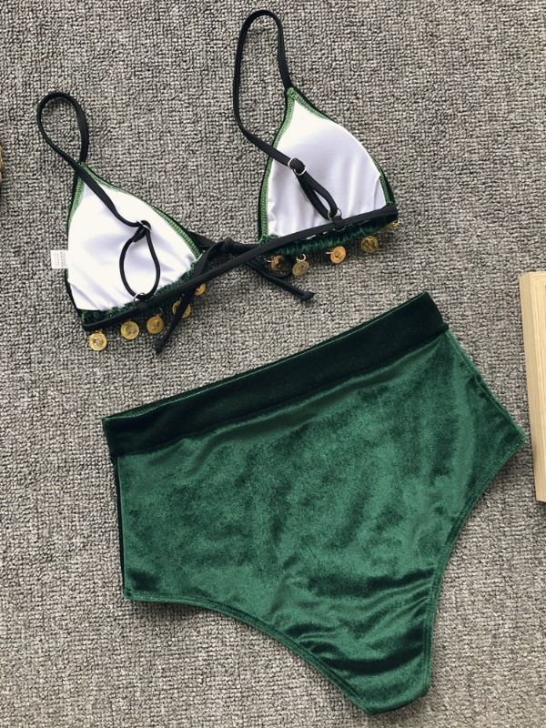 China 2019 Velvet Bikini Swimwear Women High Waist Swimsuit Female ...