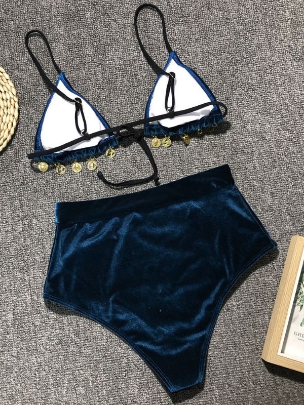 China 2019 Velvet Bikini Swimwear Women High Waist Swimsuit Female ...