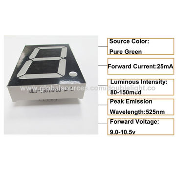 China1.8 inch single digit 7 segment display black Pure Green 1 digit ...