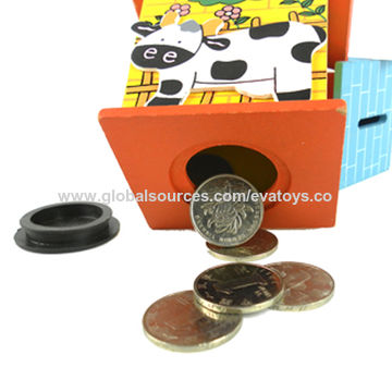 China Wooden coin saving boxes for children, measures 6.9x5.8x11.5cm on ...