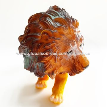 China 14"soft plastic lion with sound educational plastic animal model ...