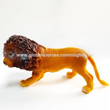 China 14"soft plastic lion with sound educational plastic animal model ...