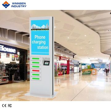 China Advertising and cell phone charging station with 6 digital locker ...