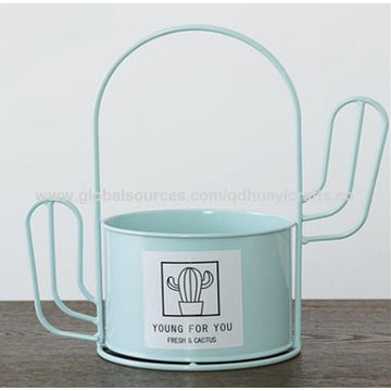 China Garden buckets,garden pots,color wire material with cactus design ...