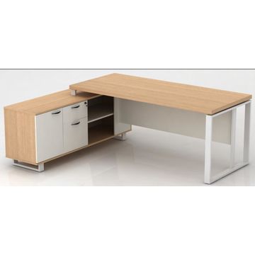 China New design L-shaped wooden office desk with cabinet on Global ...