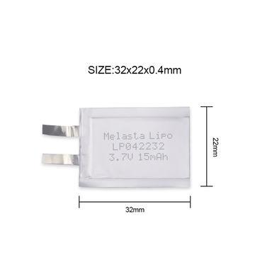 China 0.4mm Melasta 3.7V 15mAh small size rechargeable Li-Polymer ...