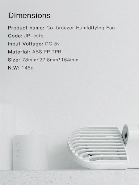 Janpim Design USB Rechargeabl Portable Mist Fan with 1200mAh Built-in Li-ion Battery 25ml Water ...