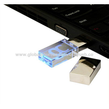 China Promotional LED indicator crystal USB flash drives 4GB 8GB 16GGb ...