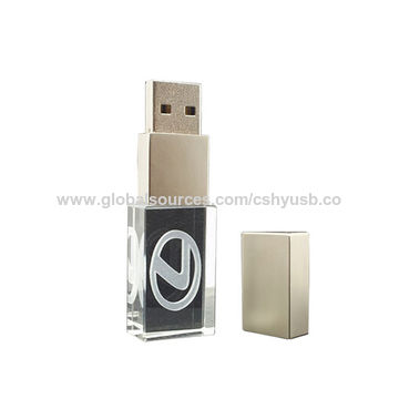 China Promotional LED indicator crystal USB flash drives 4GB 8GB 16GGb ...