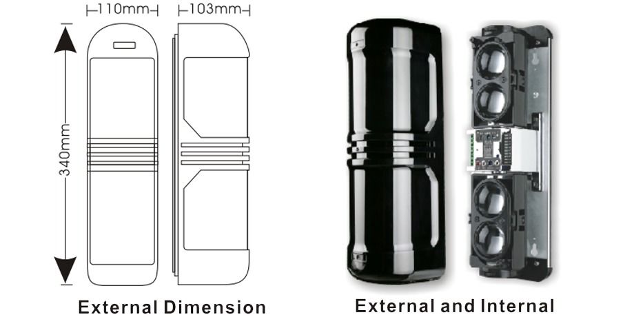 China 4 beam detector, infrared beam break detector 50 to 250m on ...