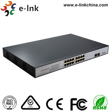 China 16 10/100/1000M + 2 1000 SFP managed PoE switch with 25.5W PoE on ...