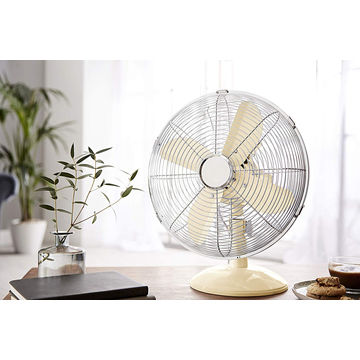 China Cream Color Retro 12 Inch Desk Fan with Adjustable Tilt Angle, 4 ...