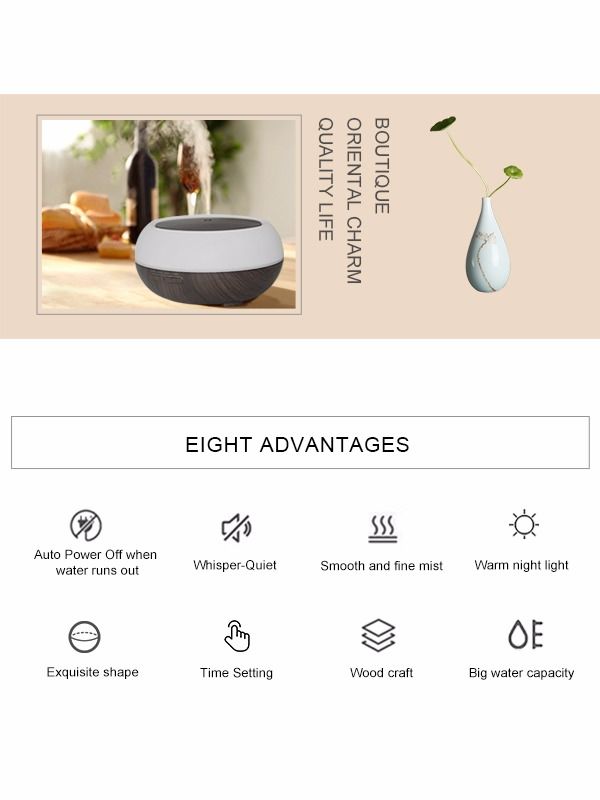 China 7 led light color best quality smart aroma diffuser with 300ml wooden grain air humidifier ...