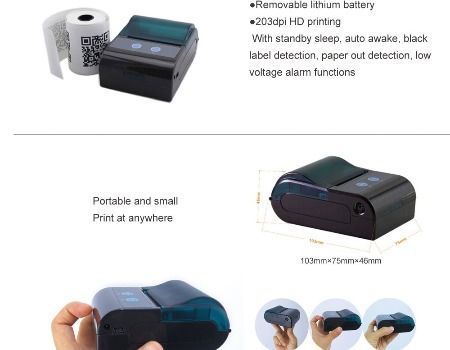 2 Inch 58mm Mobile Thermal Ticket Printer with free thermal paper roll ...
