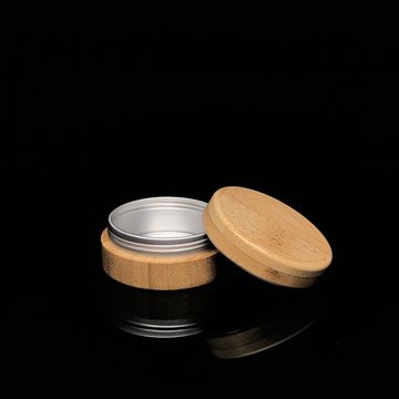 China Wholesale bamboo aluminum cream container with bamboo lid on ...