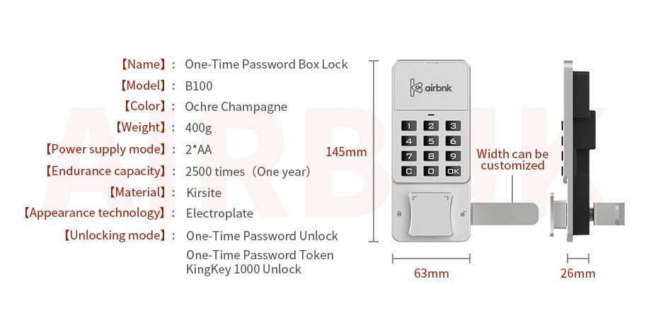 Airbnk One-Time Password box/cabinet lock B100, smart box lock smart ...