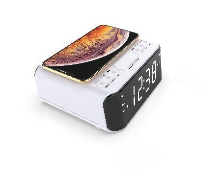 Wireless charging Clock radio FM with big display USB charging port for ...