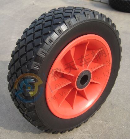 China 12 inch PU foam child trolley car wheel 12'' flat free baby car ...
