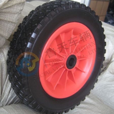 China 12 inch PU foam child trolley car wheel 12'' flat free baby car ...