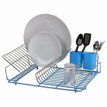 Buy Wholesale China Kitchen Chrome Steelwire Dish Rack With Plastic ...