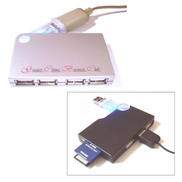 All in One Card Reader + 3 Port USB Hub, Supports MS, SMC, XD, T-flash ...