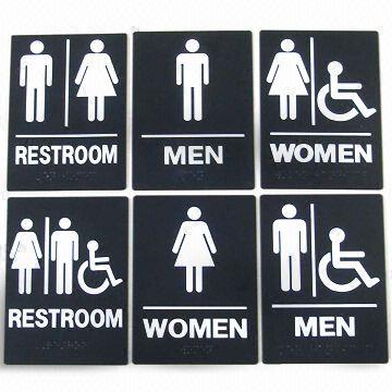 Restroom/Engraving Signage with 2-sided Sticker on Back, Made of ...