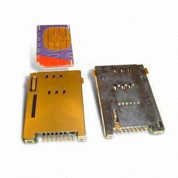 SIM Card Socket Push-push Type Connector with 6 pins and Card Detector ...