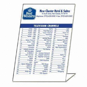 Buy Wholesale China Tv Channel Stands L-slant Card For Hotel Rooms ...